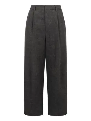 R13 Wide Leg Wool Blend Trousers - Grey