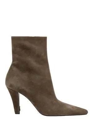 Saint Laurent 95mm Jill Suede Ankle Booties - Grey