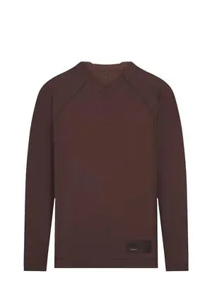 NIKESKIMS Airy V-neck Oversized Long Sleeve Top - Brown