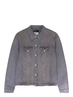 PURPLE BRAND Washed Jacquard Trucker Denim Jacket - Grey