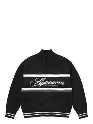 Supreme Script Stripe Half Zip Sweater - Black