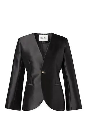 MALINA Slim-fit Satin Blazer - Black