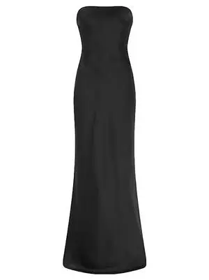 OMNES Strapless Satin Maxi Dress - Black