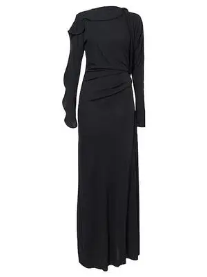 Victoria Beckham Draped Long-sleeves Woven Maxi Dress - Black