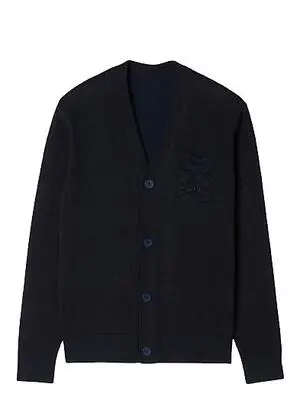 Sandro Rope-embroidered Knitted Cardigan - Navy Blue