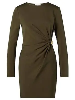 MALINA Brooch-embellished Mini Dress - Olive