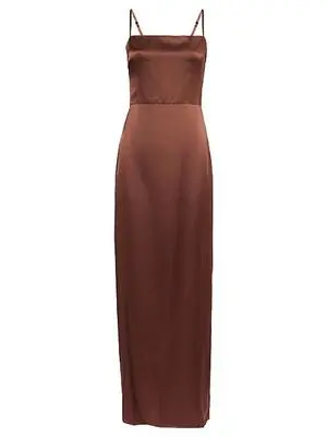REFORMATION Frankie Silk Midi Dress - Cafe
