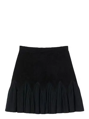 Sandro Ruffled High-rise Stretch-knit Mini Skirt - Black