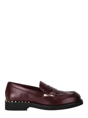 Ash Leather Loafer With Studs - Red