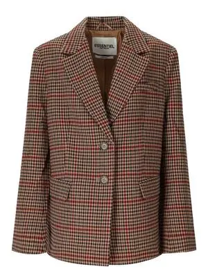 Essentiel Antwerp Irbara Tartan Blazer - Brown