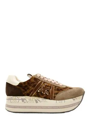 Premiata Leather And Fabric Sneakers - Animalier Leo