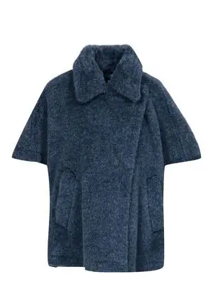 Max Mara Teddy Fabric Cape - Blue