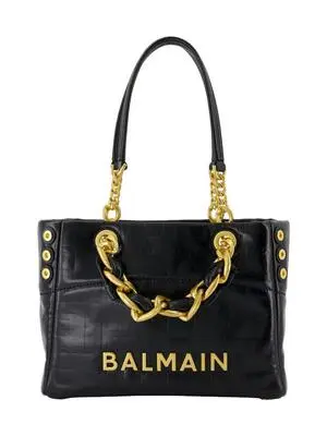 Balmain 1945 Soft Small Leather Shopper - Black