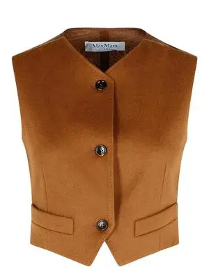 Max Mara Edda Camel Light Leather Vest - Brown