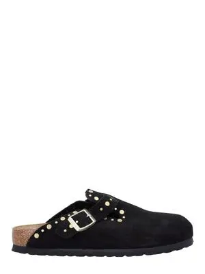 BIRKENSTOCK Boston Suede Mules - Black