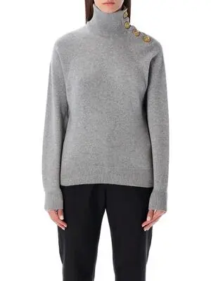 BALMAIN Wool Sweater With Gold Embossed Buttons