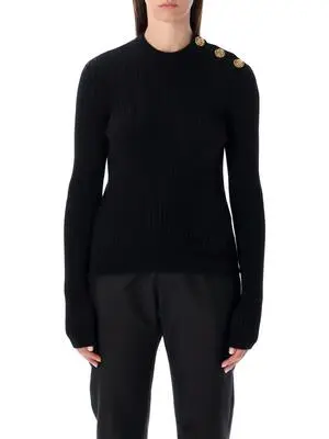 Balmain Ribbed Wool Sweater - Black