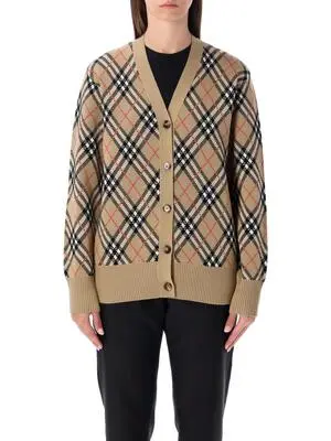 Burberry Check Wool Blend Cardigan - Sand Ip Check