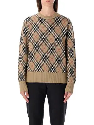 Burberry Check Wool-blend Sweater - Sand Ip Check