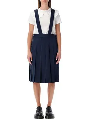 Comme Des Garçons Pleated Suspenders Skirt - Blue