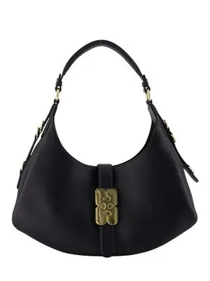 GANNI Leather Shoulder Bag - Black