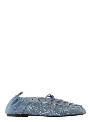 GANNI Eyelet Denim Ballerinas - Blue