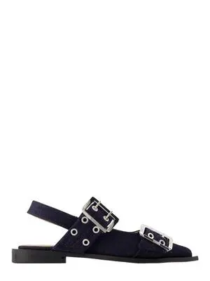 GANNI Feminine Buckle Ballerinas - Blue