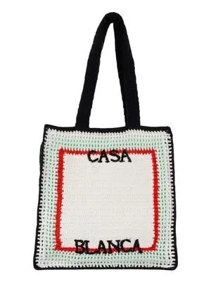 Casablanca Crochet Shopper Bag - White