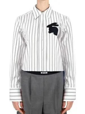 MSGM Striped Applique Shirt - White