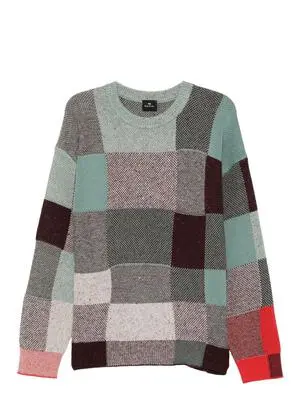 Paul Smith Crew Neck Patchwork Sweater - Blue