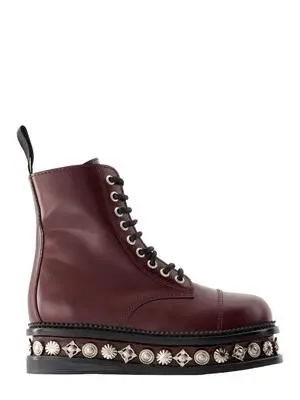 Toga Leather Boots - Burgundy