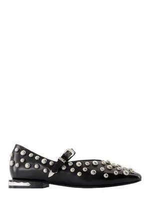 Toga Leather Ballerinas With Studding - Black