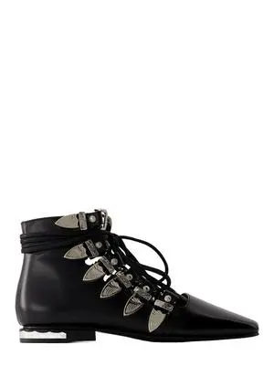 Toga Aj1284 Leather Ankle Boots - Black