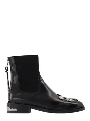 Toga Aj990 Leather Ankle Boots - Black