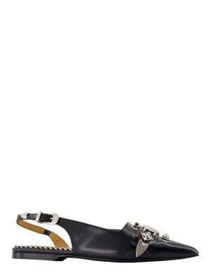 Toga Leather Slingbacks - Black