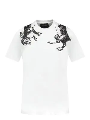 Simone Rocha Cotton T-shirt With Hare Illustration - White
