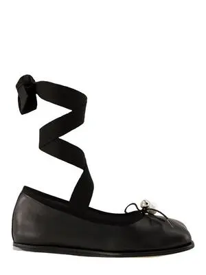 Simone Rocha Heart Toe Leather Ballerinas - Black