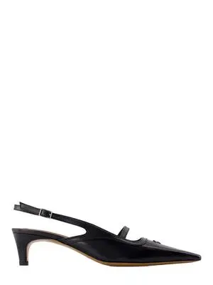 Maison Kitsuné Pointy Slingback Leather Pumps - Black