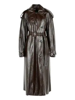 Sportmax Bairo Long Patent-effect Trench Coat - Brown