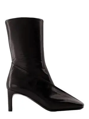 JIL SANDER Leather Ankle Boots - Black