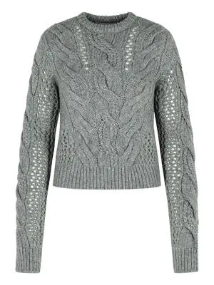 Sportmax Medium Wool Blend Crew Neck Sweater - Grey