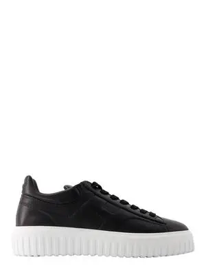 Hogan H-stripes Leather Sneakers - Black