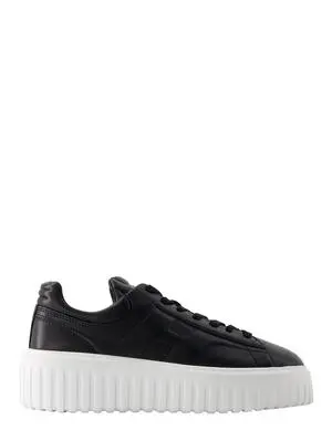 Hogan H Stripes Leather Sneakers - Black