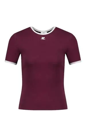 COURREGES Signature Cotton T-shirt - Burgundy