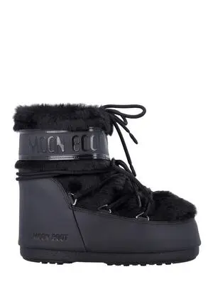 Moon Boot Icon Low Faux Fur Boots - Black