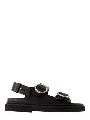 Ami Leather Fussbet Sandals - Black