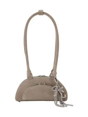 SELF-PORTRAIT Mini Leather Shoulder Bag With Charm - Grey