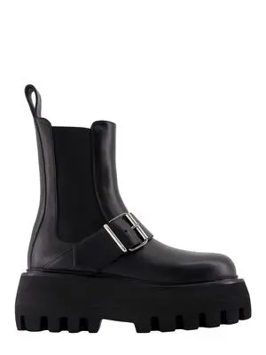 Alexander McQueen Leather High Ankle Boots Black