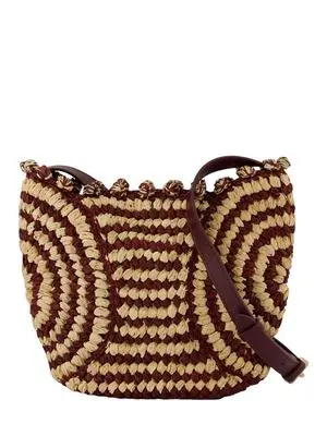 Vanessa Bruno Panier Pm Crossbody Raffia - Burgundy
