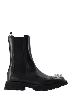 Alexander McQueen Leather Ankle Boots With Studs - Black